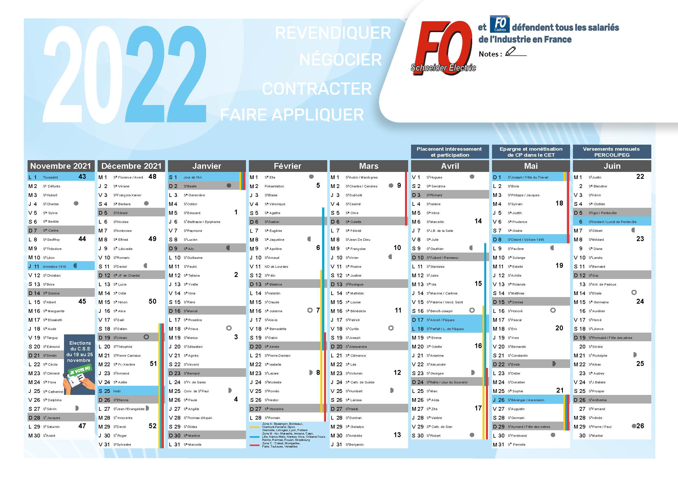 Calendrier 2022 - Syndicat FO Schneider Electric Calendrier 2022 - Syndicat FO Schneider Electric